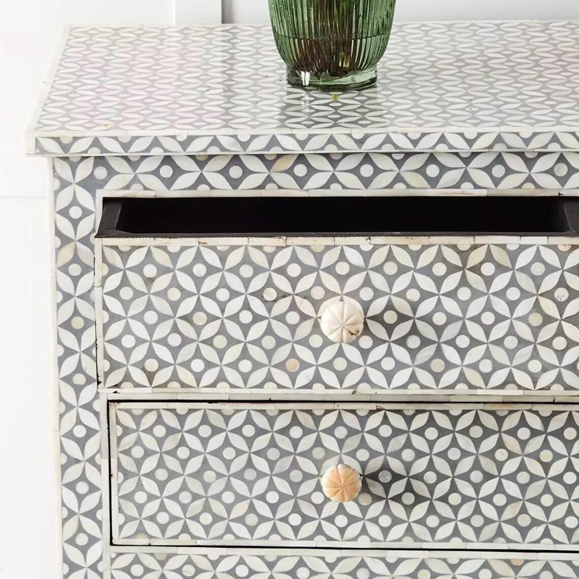 Handmade Bone Inlay Geometric Sideboard With 4 Drawers | Indian Inlay ...