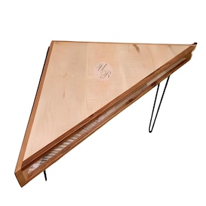 Handmade Triangle Corner Desk With Shelf | Light Wood Corner Table ...