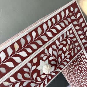 Handmade Bone Inlay Console Table – 2 Drawers – Floral Design – Indian ...