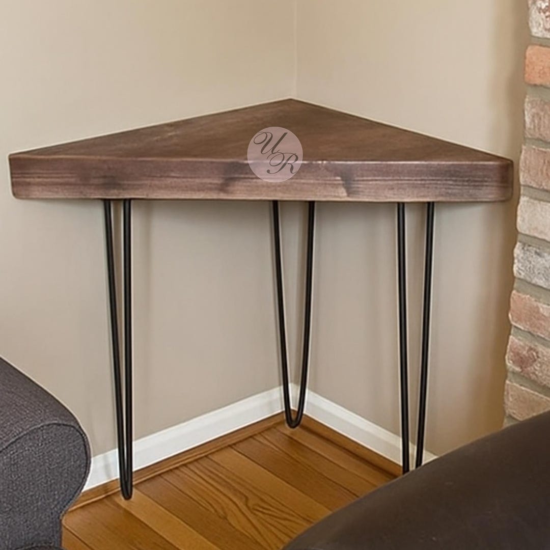 Rustic Triangle Corner Desk Solid Wood, Handmade Space Saving Home ...