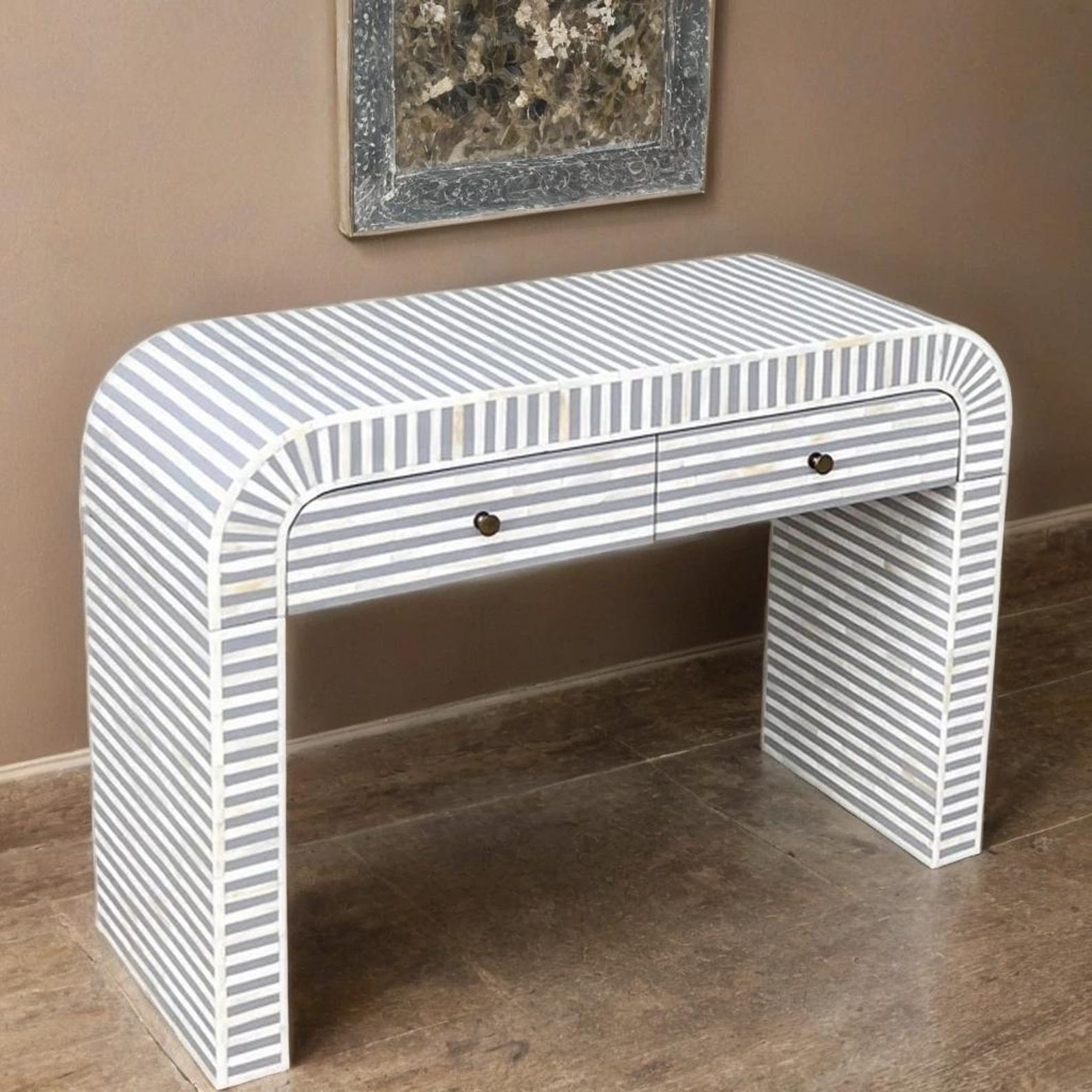 Handmade Bone Inlay Console Table: Waterfall Entryway Furniture - Etsy
