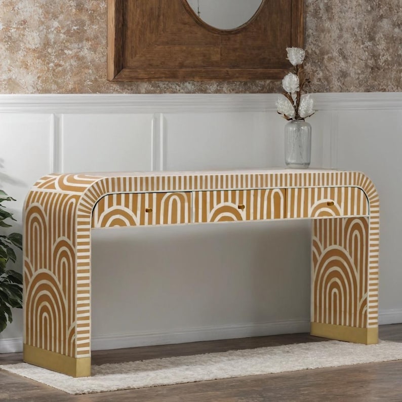 Unique Bone Inlay Console Table 3 Drawers – Handmade Modern Living Room Table - Etsy
