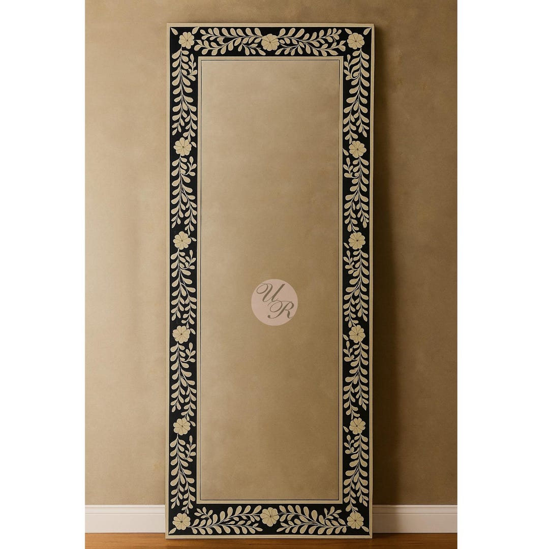 Handmade Black Bone Inlay Mirror Frame | Floral Design Frame Only ...