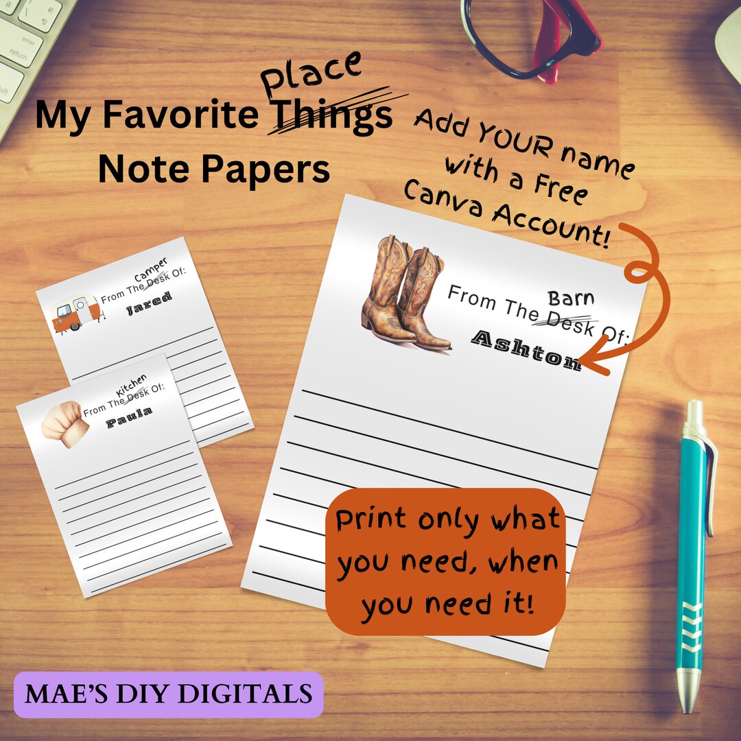 Personalized Note Paper: Whimsical Memo Pads (digital Download) - Etsy