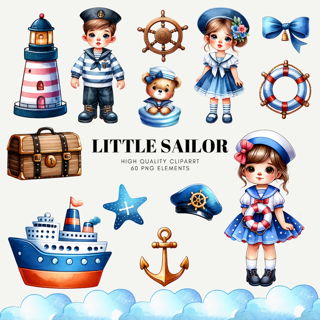 Little Sailor Watercolor Clipart,sailor Watercolor,sailboat Clipart ...