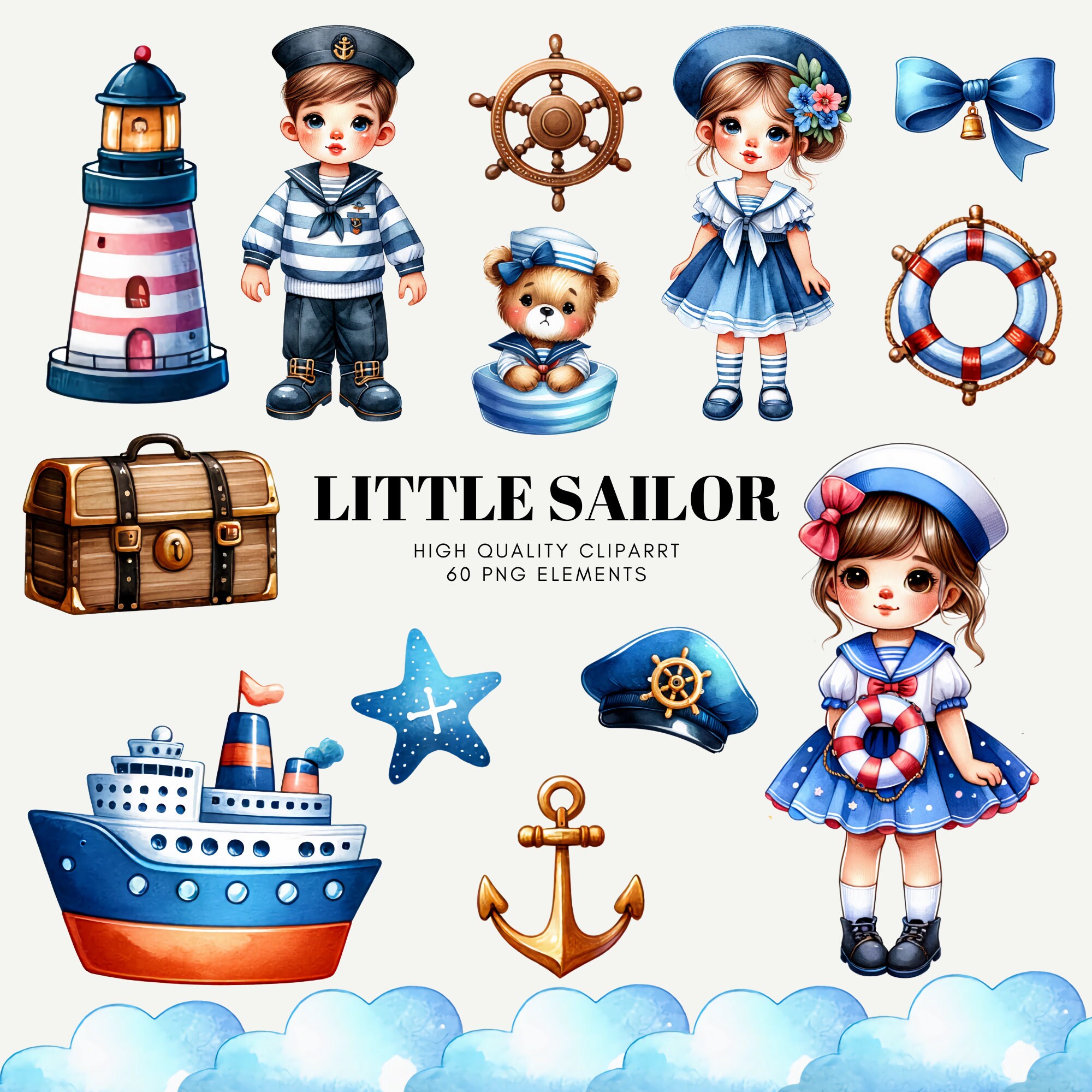 Little Sailor Watercolor Clipart,sailor Watercolor,sailboat Clipart ...