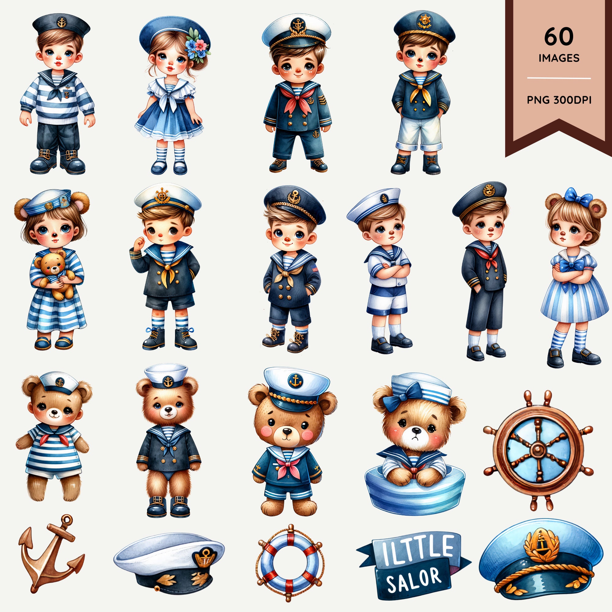 Little Sailor Watercolor Clipart,sailor Watercolor,sailboat Clipart ...