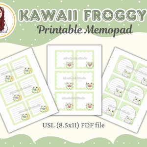 Kawaii Frog Printable Memopad, Cute Digital to Do List, Froggy Notepad ...