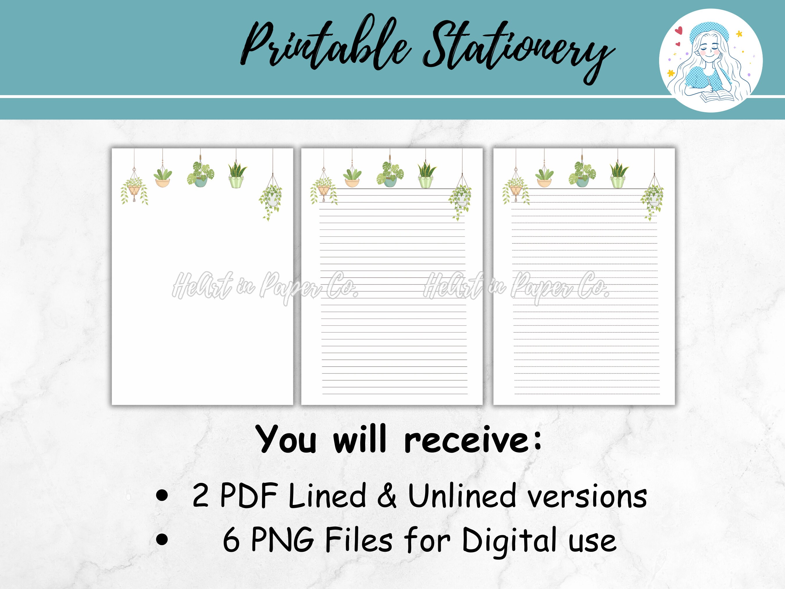 Plant Printable Stationery Journal Paper Sheet Kawaii Printable Writing ...
