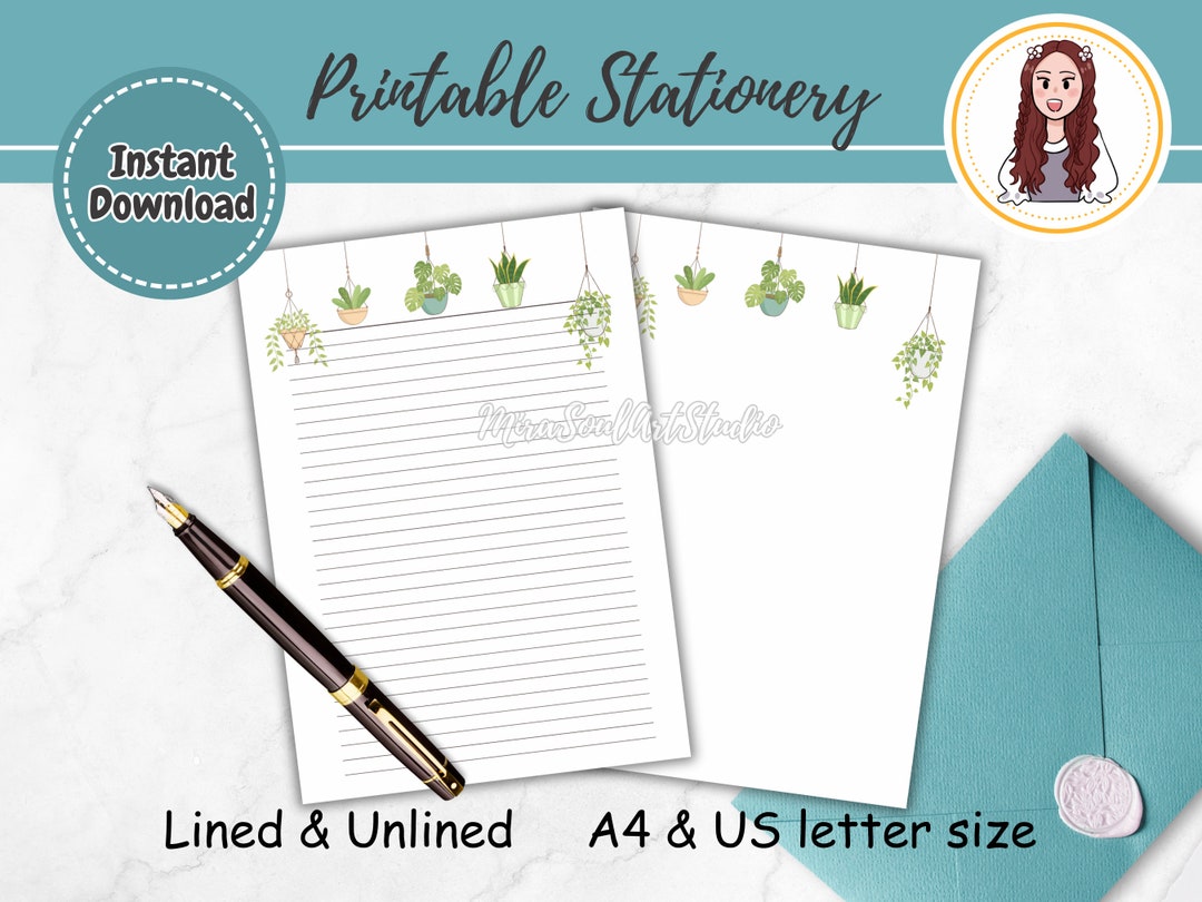Plant Printable Stationery Journal Paper Sheet Kawaii Printable Writing ...