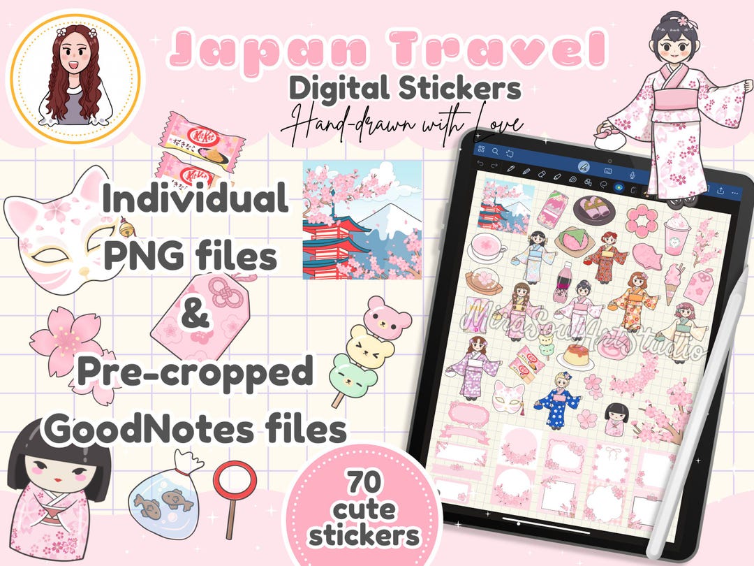 70 Japan Goodnotes Digital Stickers, Cute Japan Travel Digital Planner ...