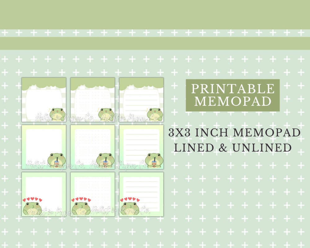 Froggy Printable Memopad Kawaii Frog to Do List Cute Froggo Memo Pad Digital Notepad Digital ...