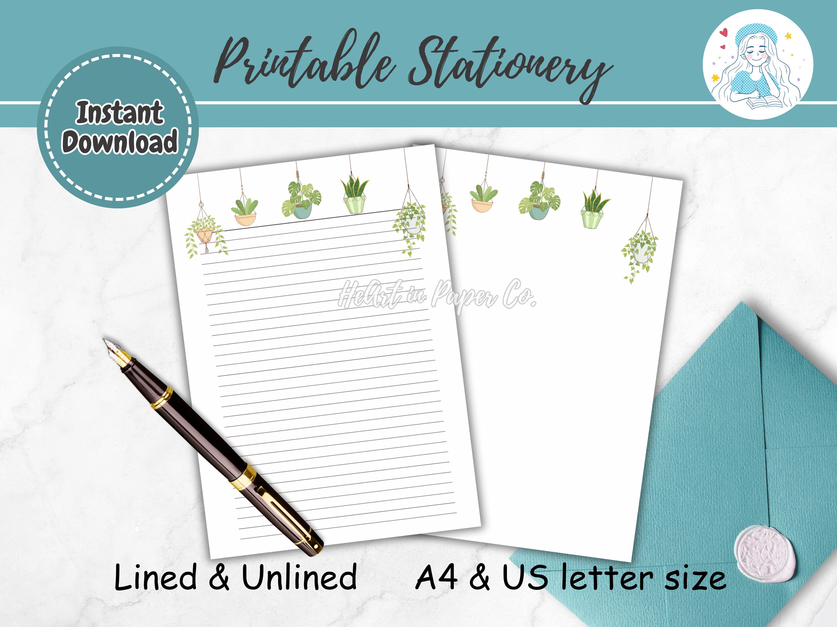 Plant Printable Stationery Journal Paper Sheet Kawaii Printable Writing ...