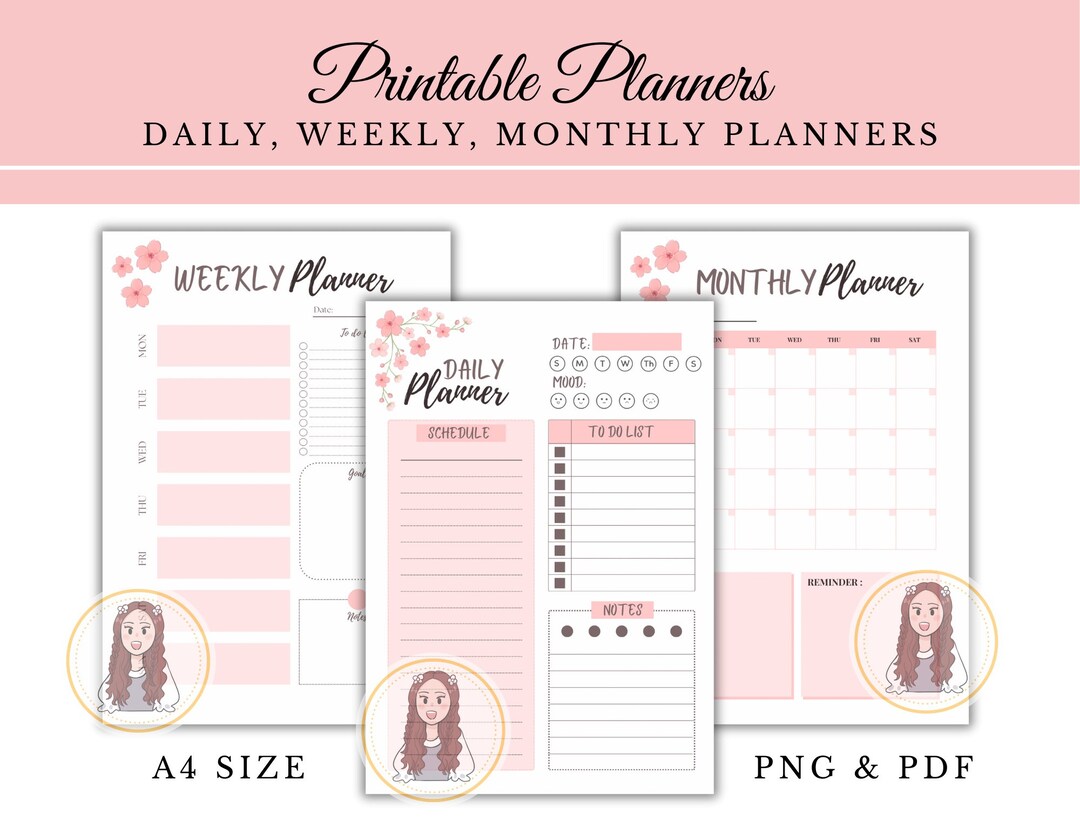 Cherry Blossom Daily Planner, Weekly Planner, Monthly Planner ...