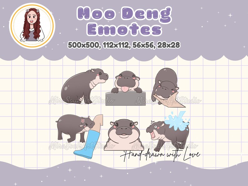 Moo Deng Emotes, Baby Hippo Twitch Emote Pack, Pygmy Hippo Discord ...