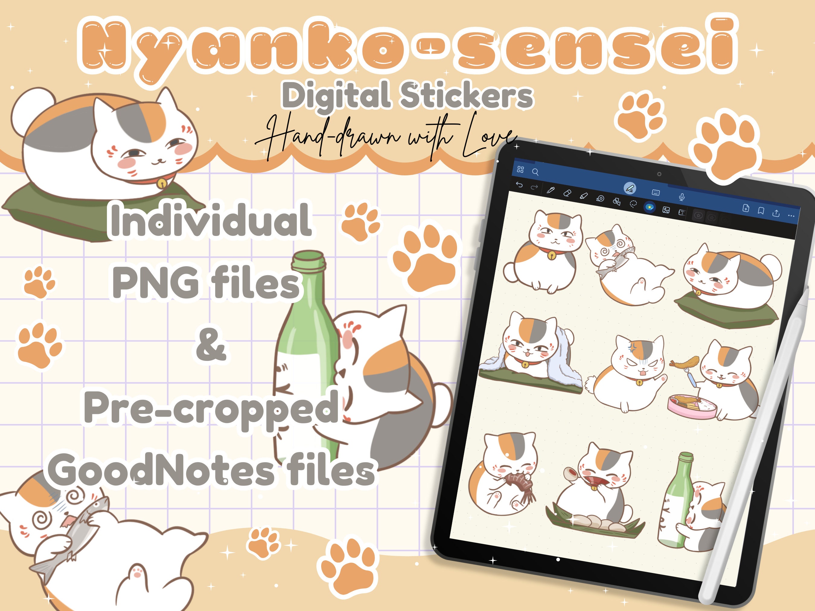 Neko Sensei Digital Stickers | Kawaii Neko Goodnotes Sticker Sheet ...