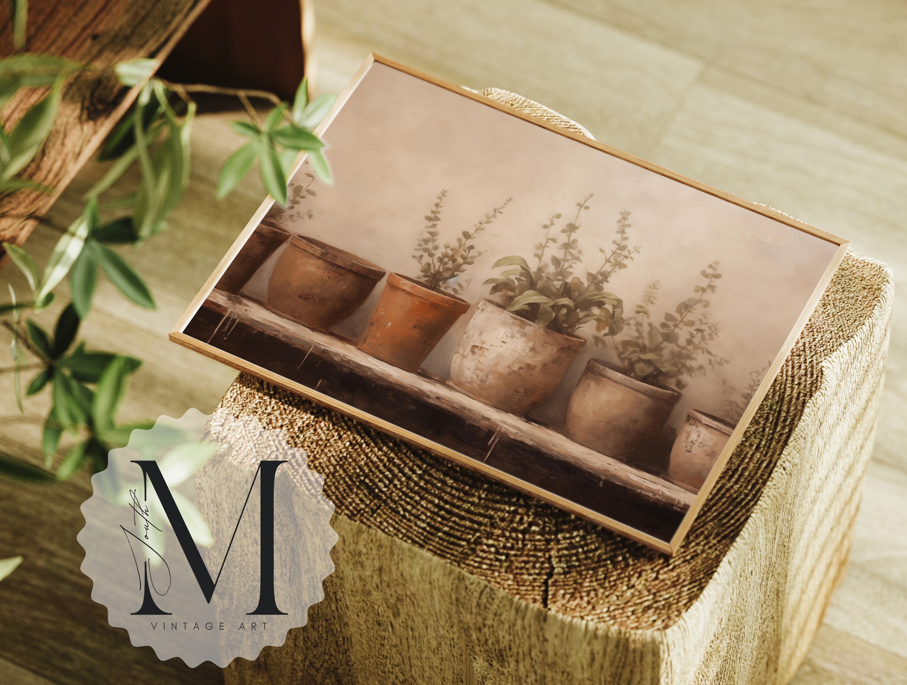 Art Print Digital Download | Neutral Plants Art | Digital Oil Painting ...