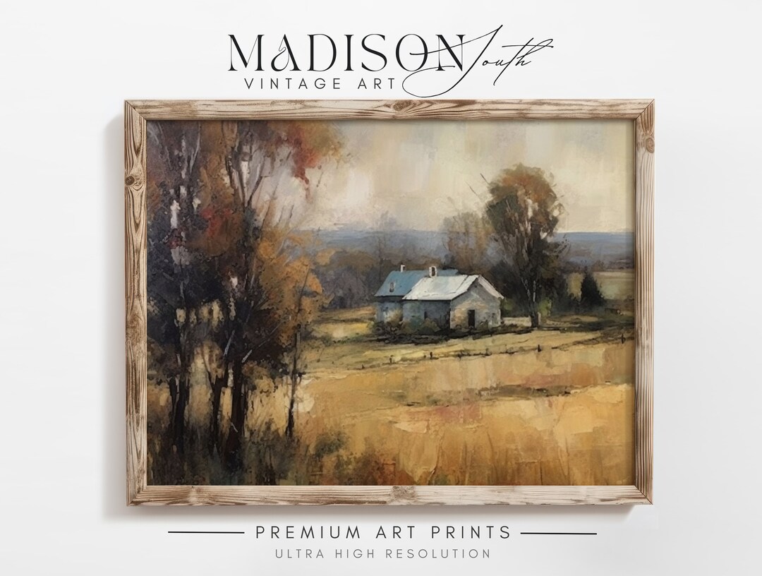 Art Print Digital Download | Neutral Prairie Landscape Art | Realistic ...