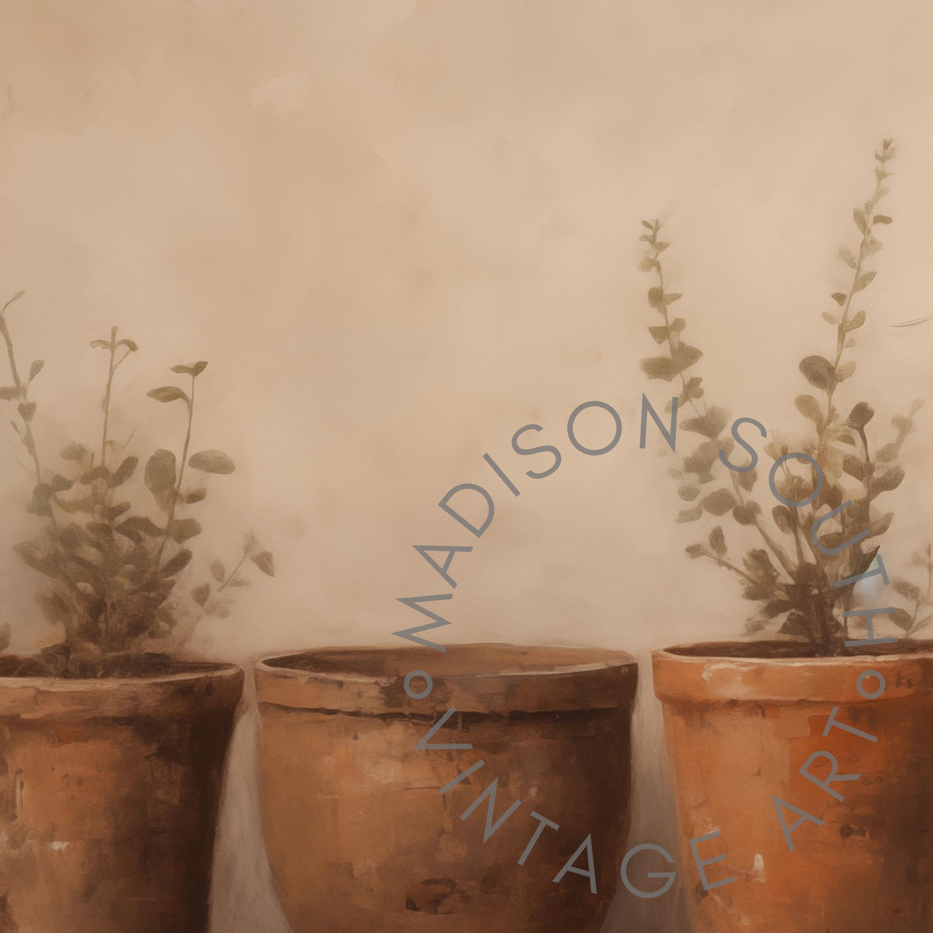 Art Print Digital Download | Neutral Plants Art | Digital Oil Painting ...