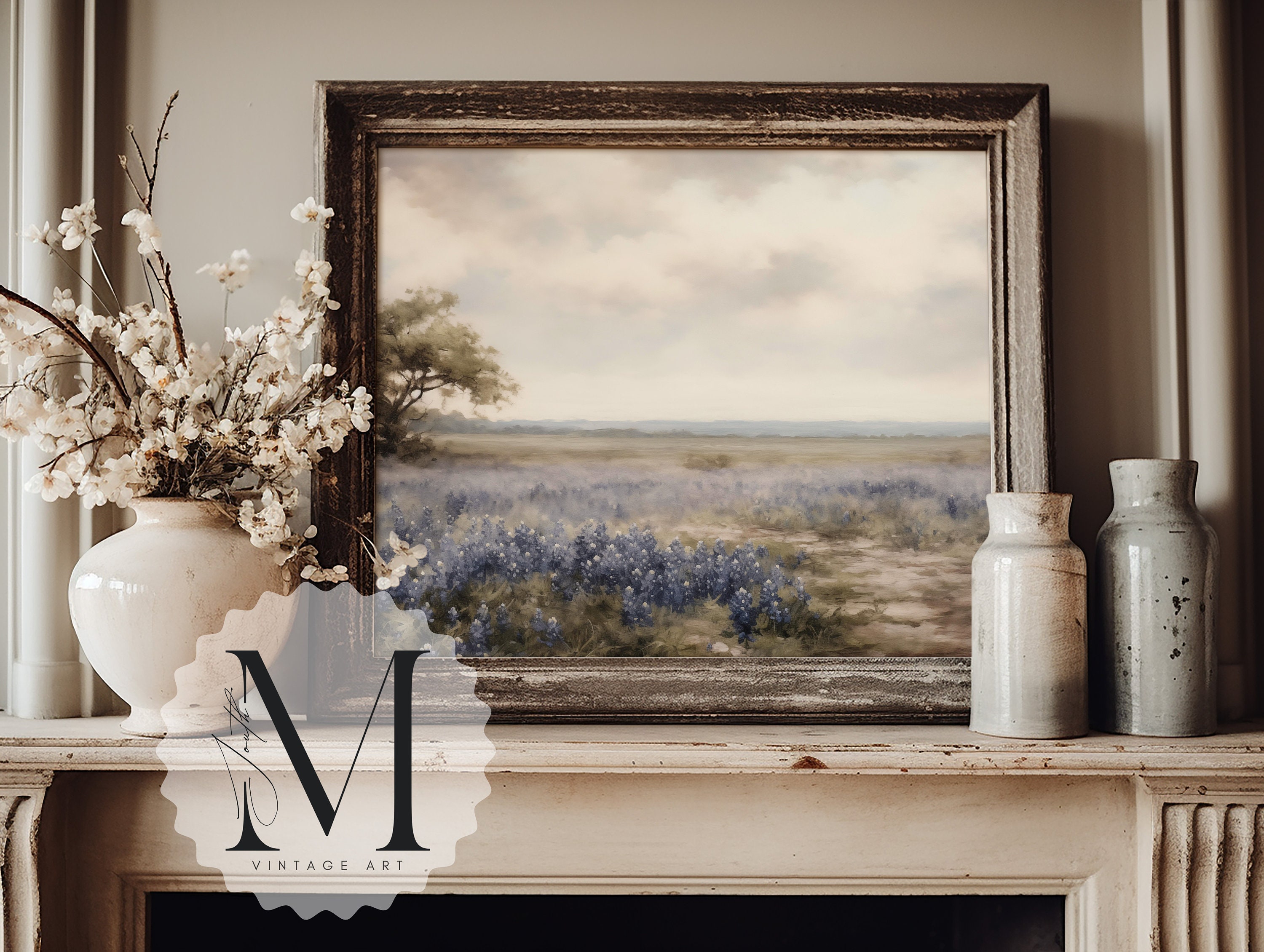 Art Print Digital Download | Neutral Landscape Art | Vintage Oil ...
