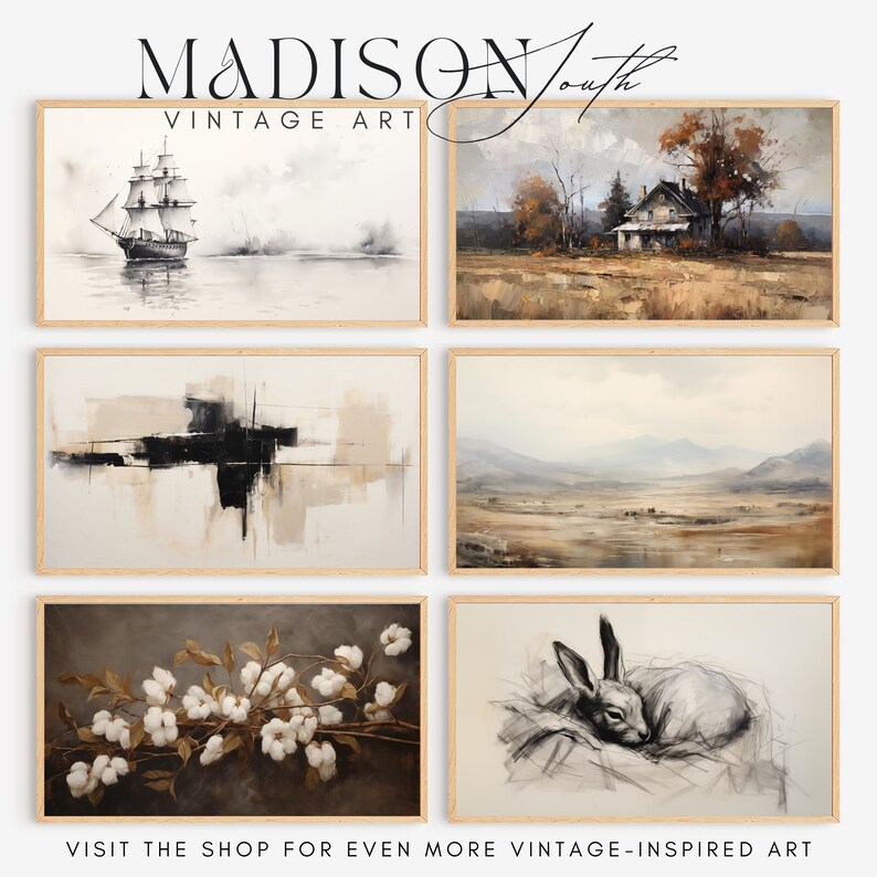 Art Print Digital Download Neutral Landscape Art Vintage Oil Painting ...