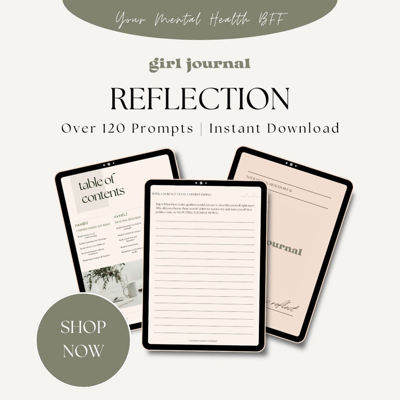 Digital Reflection Journal | 120+ Prompts for Self-care (PDF) - Etsy