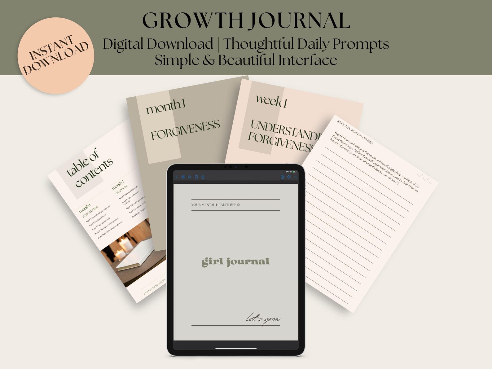 Transformative Digital Growth Journal | 120+ Prompts (PDF) - Etsy