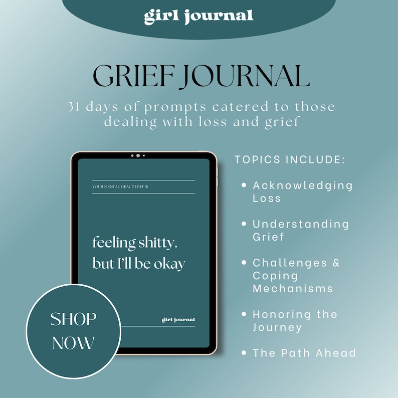 Daily Grief Journal Prompts | Memory Guide | Bereavement Workbook ...