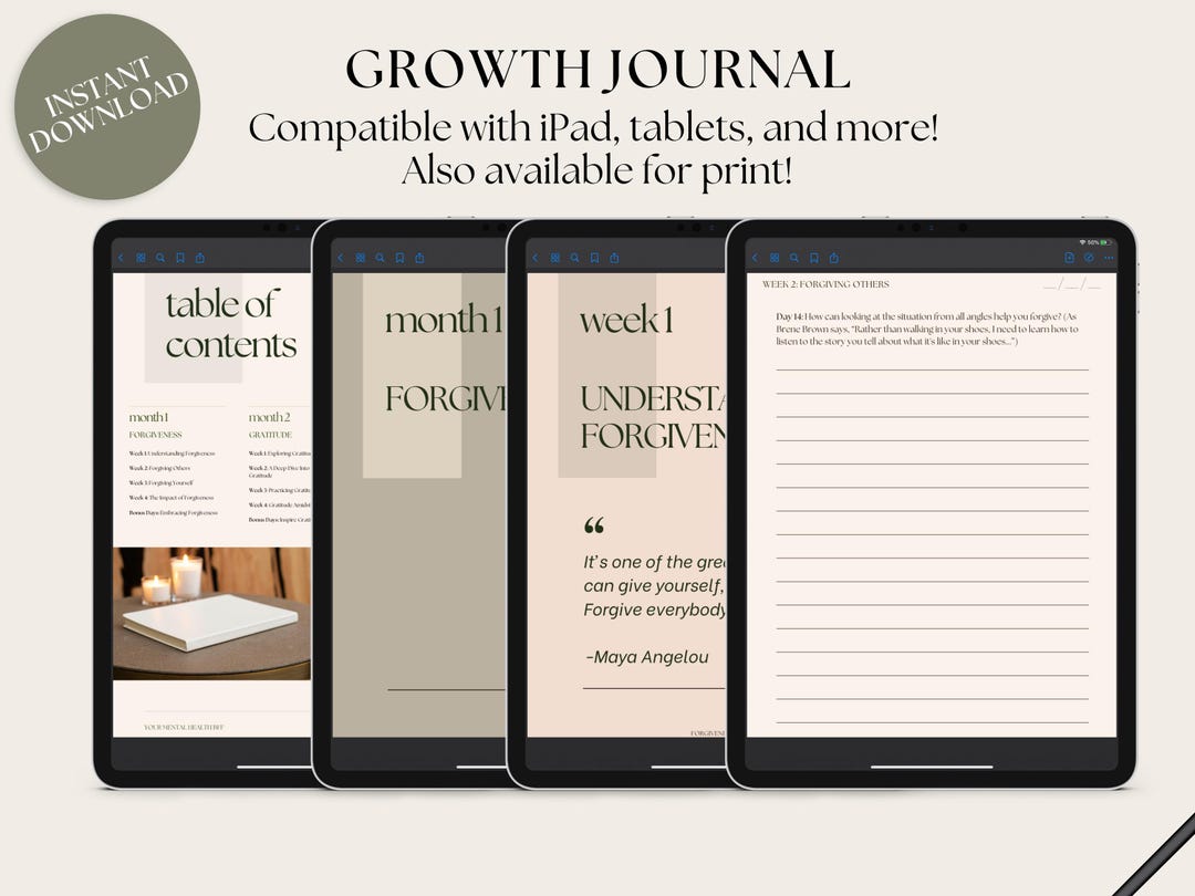 Inspirational Journal | Digital Wellness Guide | 120+ Daily Prompts ...