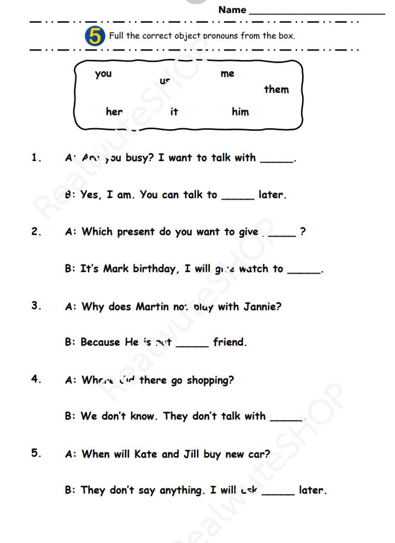 Basical English Noun-pronoun-verb Worksheets - Etsy