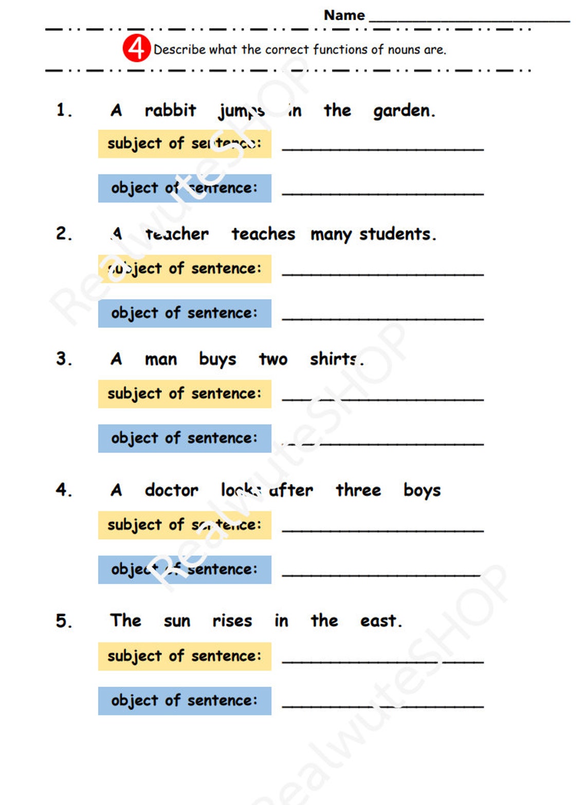 Basical English Noun-pronoun-verb Worksheets - Etsy