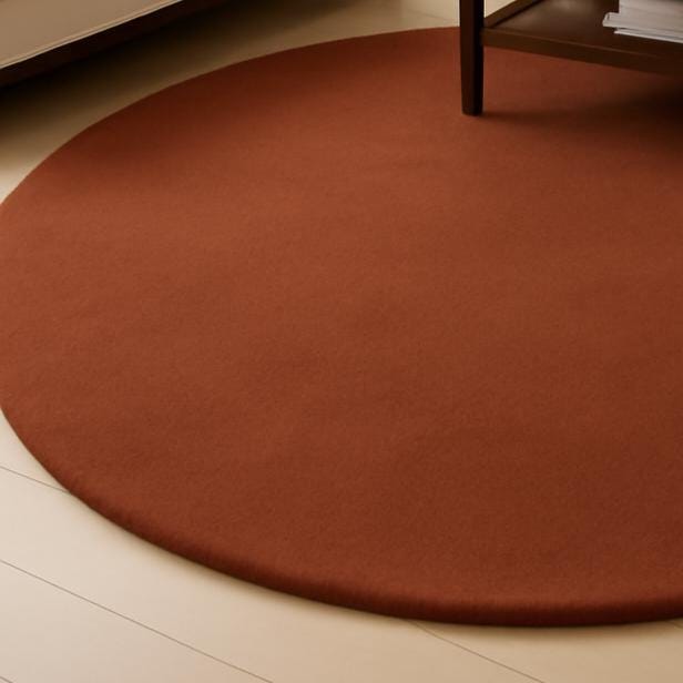 Handmade Rust Round Wool Rug: Terracotta Minimalist Rug - Etsy