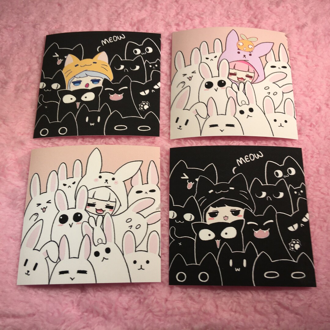 Hiding in the Crowd Stick Set of 4 original Design chibi Sticker cute ...