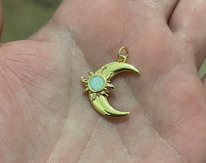 Gold Moon Charms,18k Gold Filled CZ Moon Pendant,celestial Charm ...
