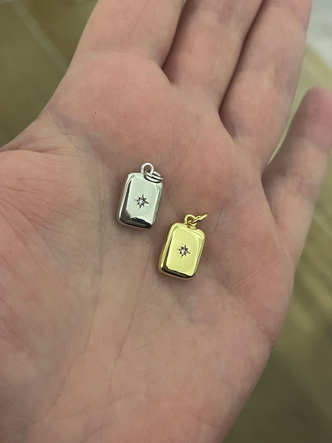 Gold Rectangle Star Charms,18k Gold Filled Star Pendant,star Charm ...