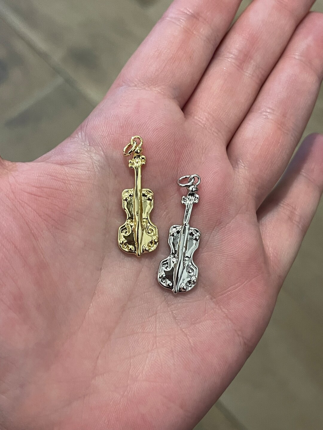 Gold Violin Charms,18k Gold Filled Violin Pendant,violin Charm Bracelet ...