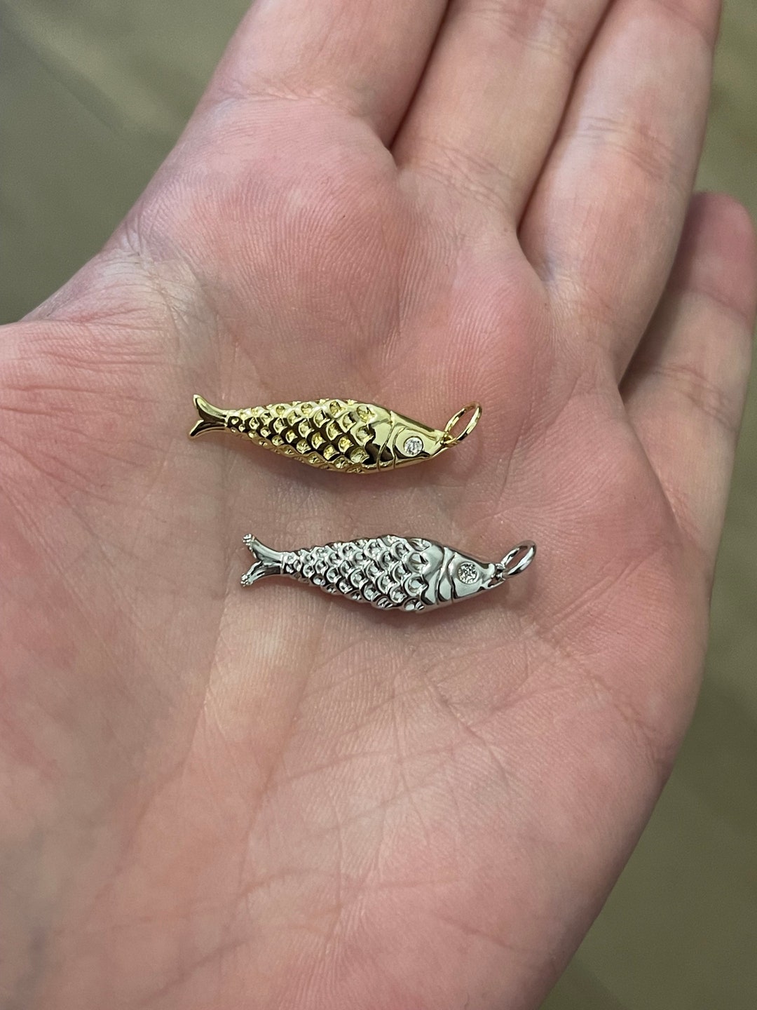 Gold Fish Charms,18k Gold Filled CZ Fish Pendant,fish Charm Bracelet ...