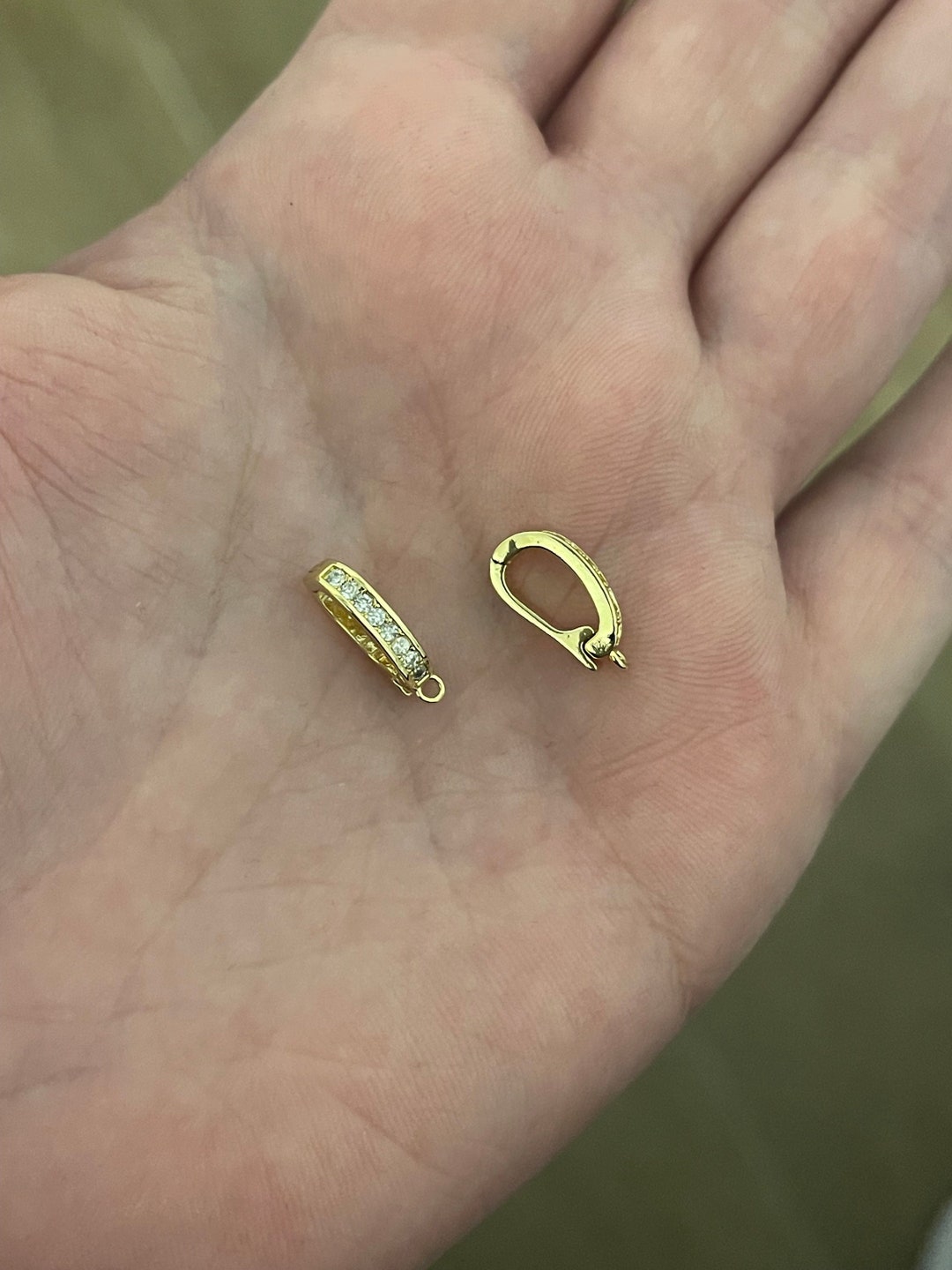 18k Gold Shortener Enhancer Clasp for Bracelet Necklace, Gold CZ Zircon ...