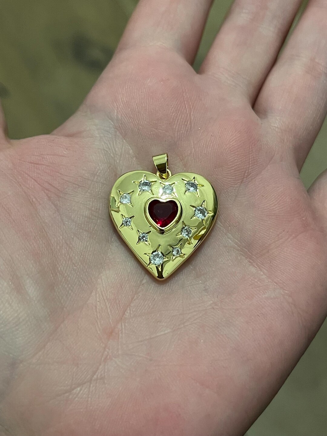 Gold Star Charms,18k Gold Filled CZ Heart Pendant Charm for DIY ...