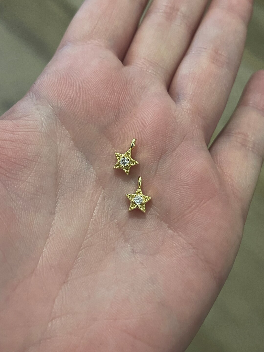 Gold Star Charms,18k Gold Filled CZ Micro Pave Star Pendant,tiny Star ...