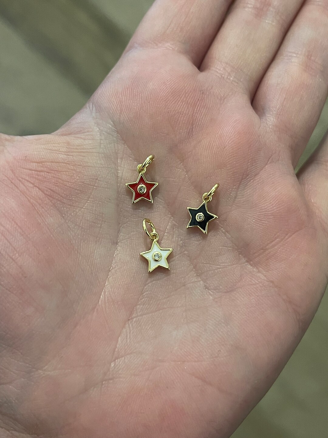 Gold Star Charms,18k Gold Filled CZ Micro Pave Star Pendant,tiny Enamel ...