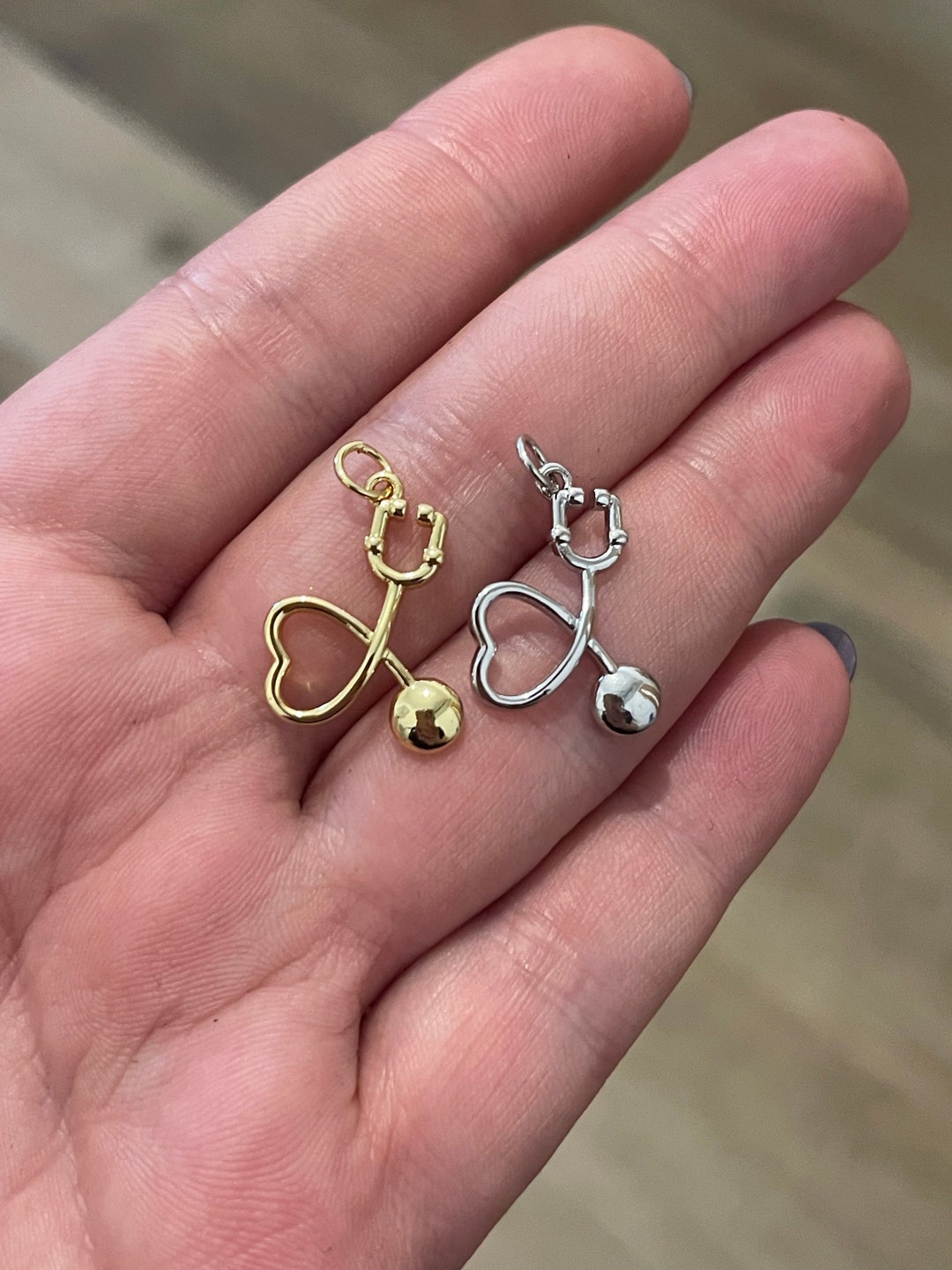 18K Gold Stethoscope Pendant,dainty Stethoscope Charm for Jewelry ...