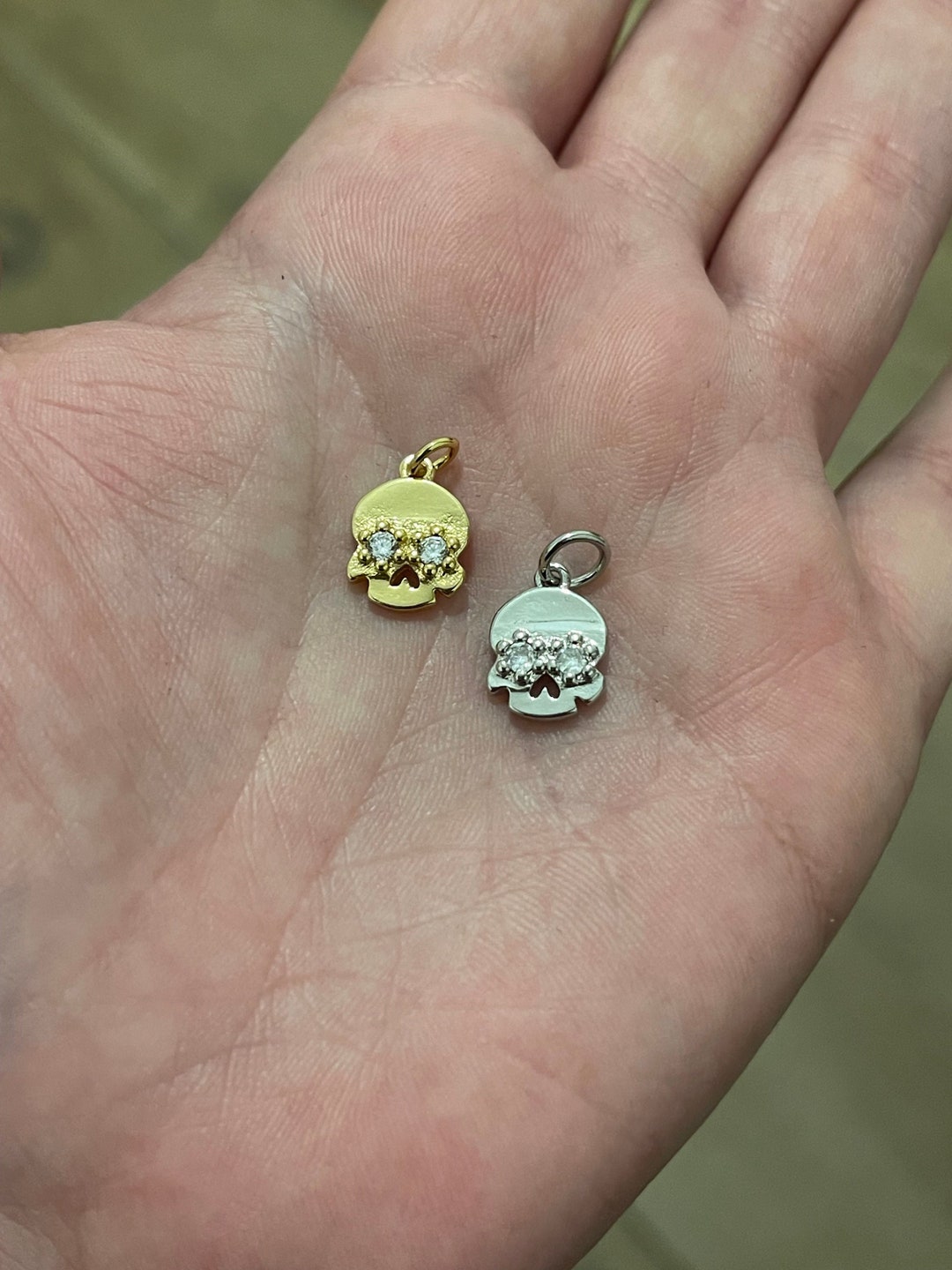 Gold Skull Charms,18k Gold Filled Skull Pendant,skull Charm Bracelet ...
