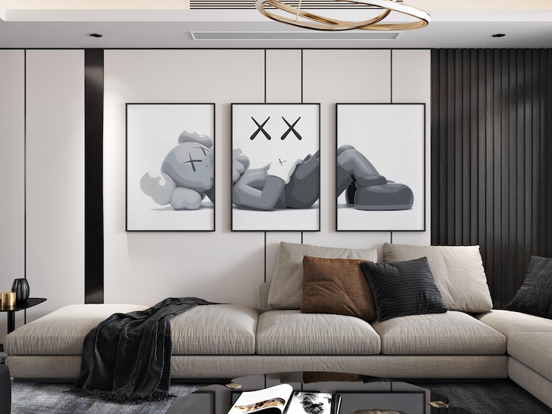 KAWS Poster Set of 3: Minimalist Graffiti Art for Hypebeast Home Decor ...