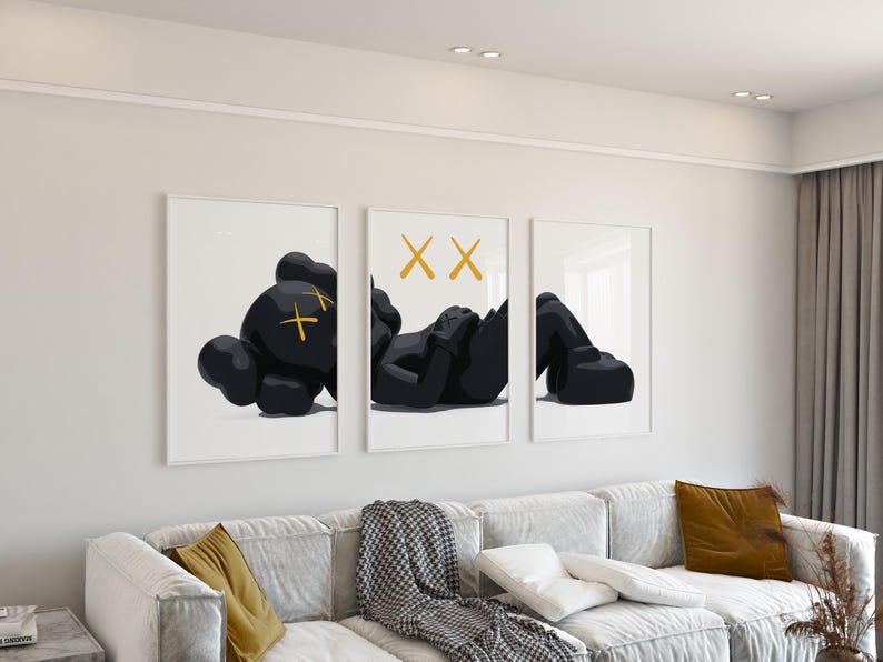 Minimalist KAWS Poster Set - Modern Printable Art for Hypebeast Sneaker ...