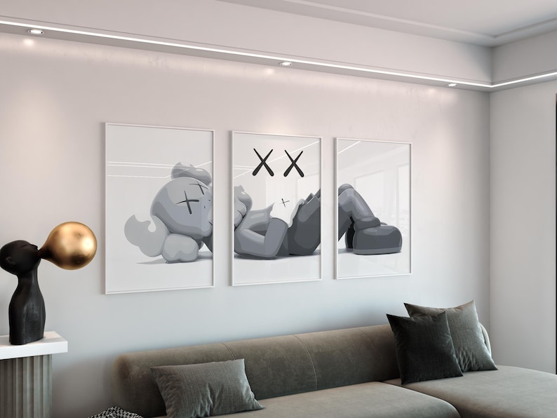 KAWS Poster Set of 3: Minimalist Graffiti Art for Hypebeast Home Decor ...