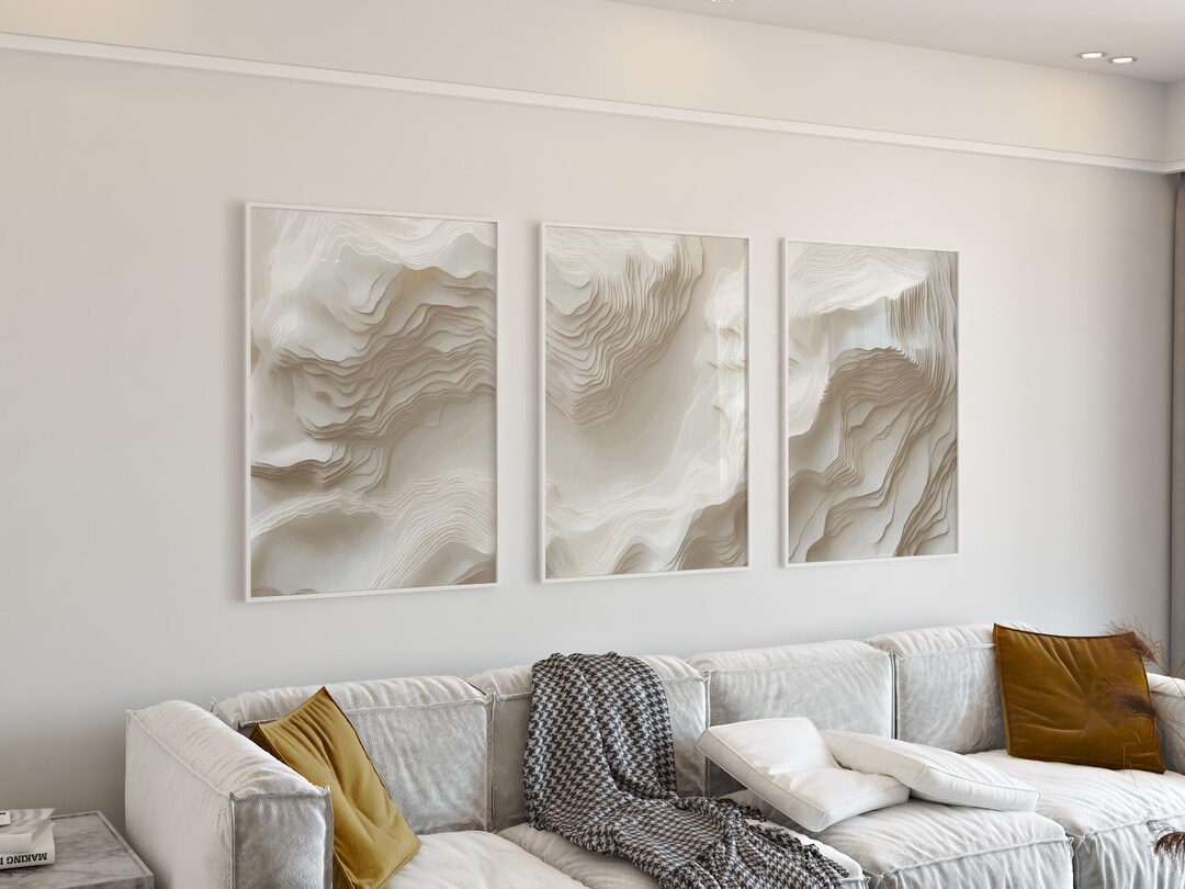 Framed Oversized Parametric Wall Art - Modern Abstract Geometric Poster ...