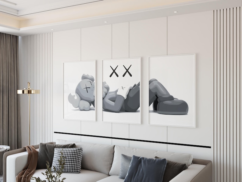 KAWS Poster Set of 3: Minimalist Graffiti Art for Hypebeast Home Decor ...