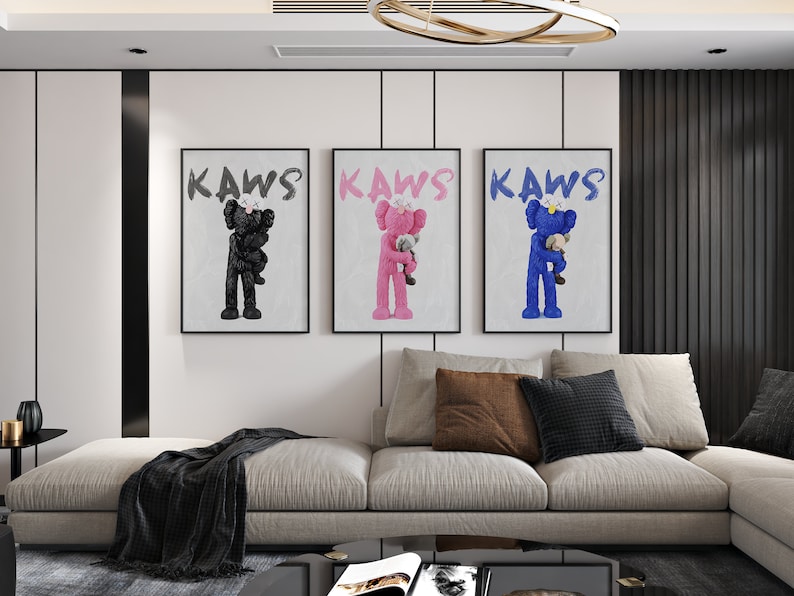 Modern KAWS Poster Set of 3, Graffiti and Hypebeast Wall Art ...
