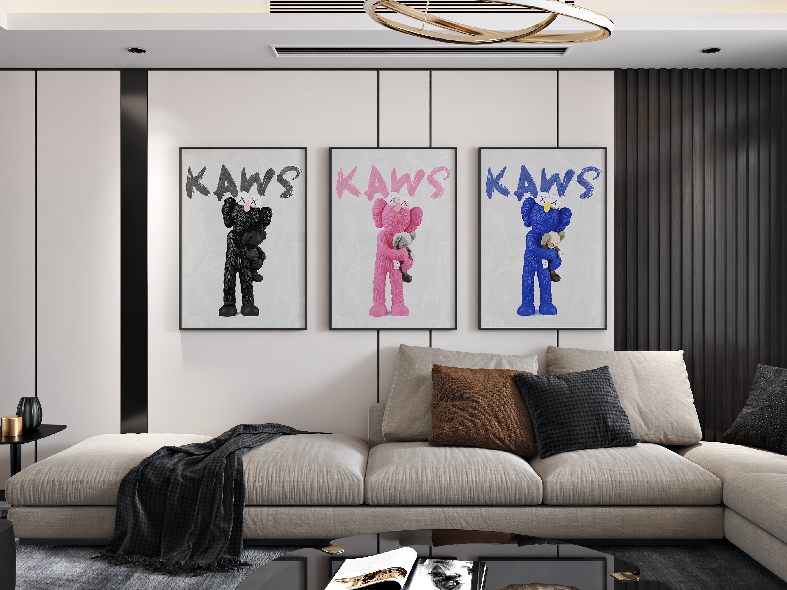 Modern KAWS Poster Set of 3, Graffiti and Hypebeast Wall Art ...